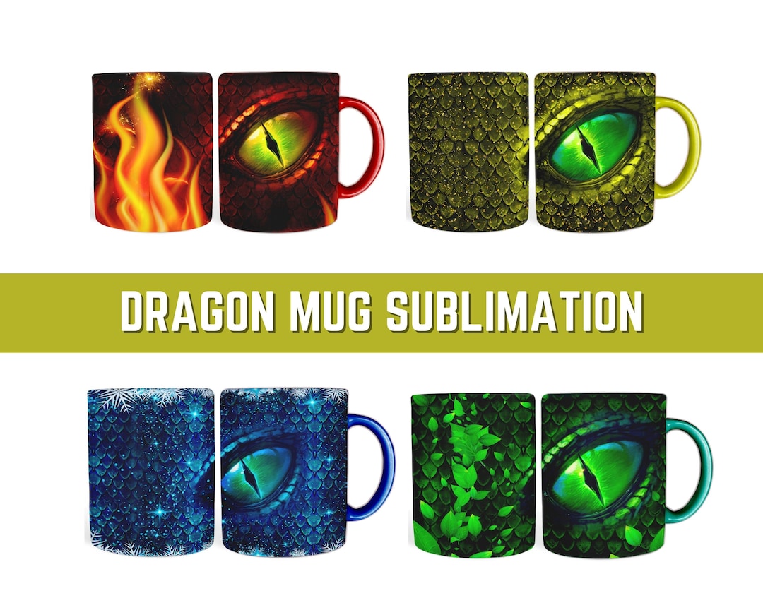 Dragon Mug Sublimation, Seamless Pattern, 11oz Mug Sublimation Template ...