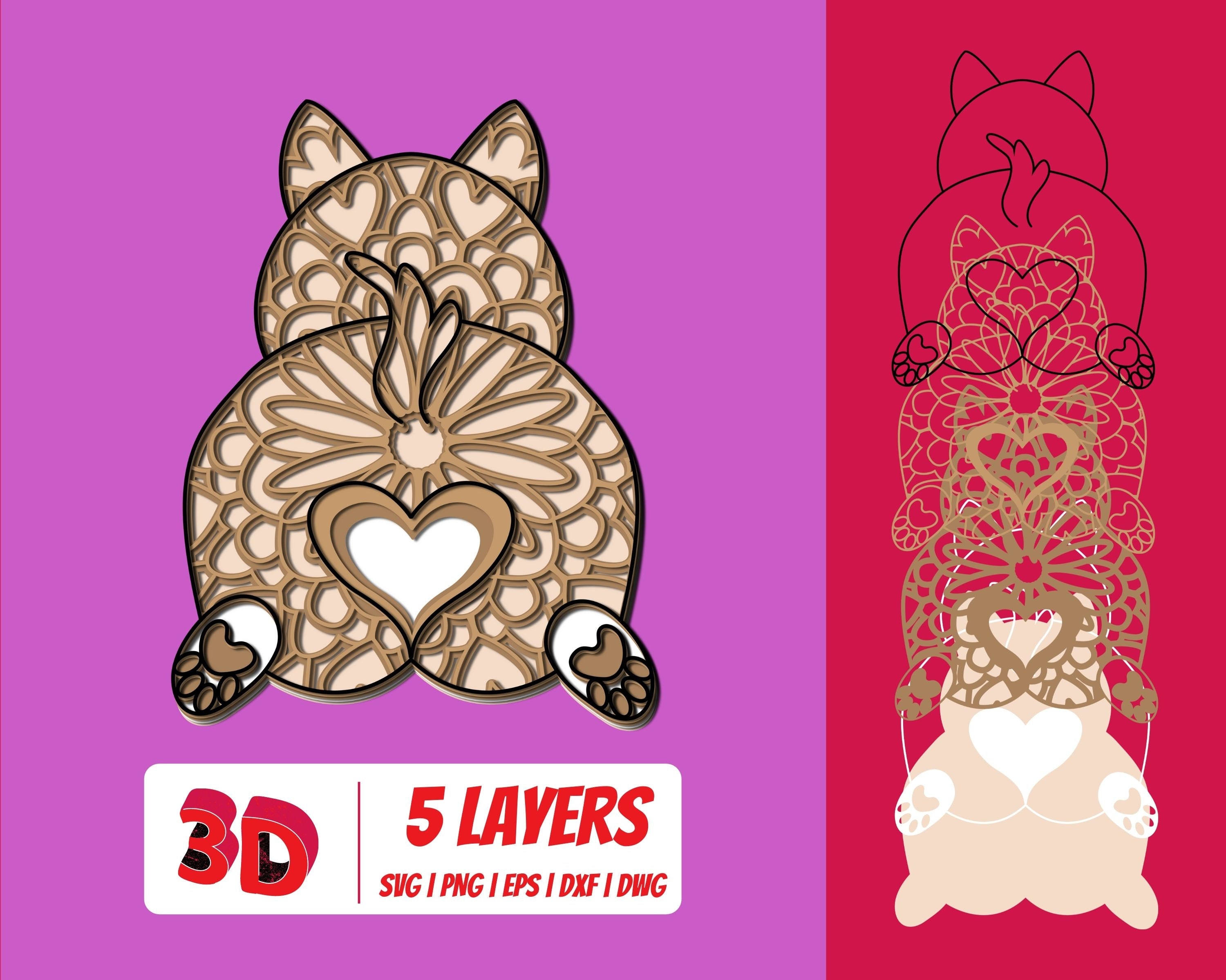 3D Valentines Butt SVG Bundle Layered SVG Cut Files Instant - Etsy