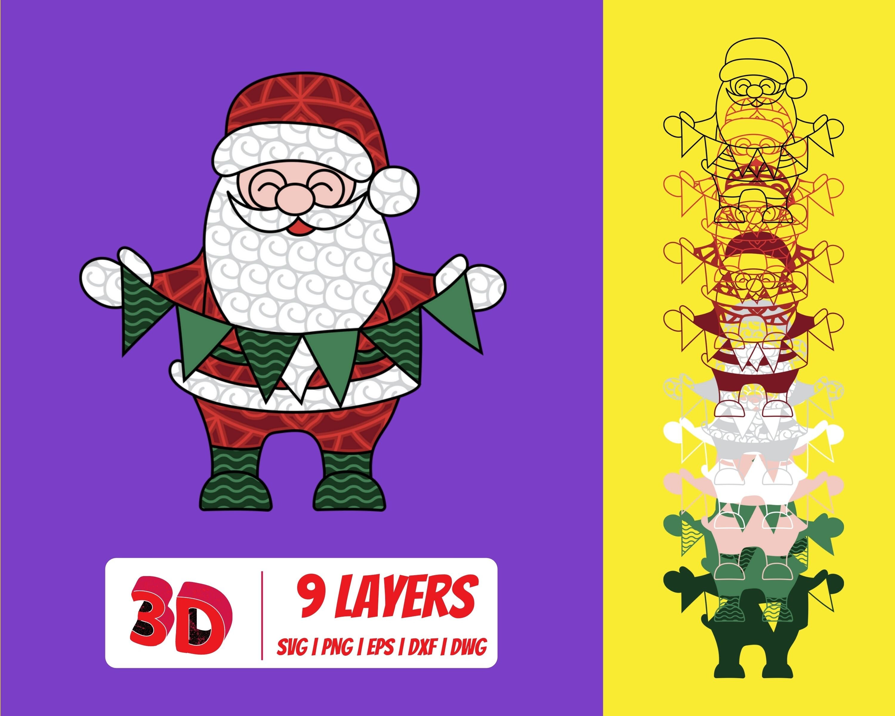 3D Santa Claus SVG Bundle Layered SVG Cut Files Instant - Etsy