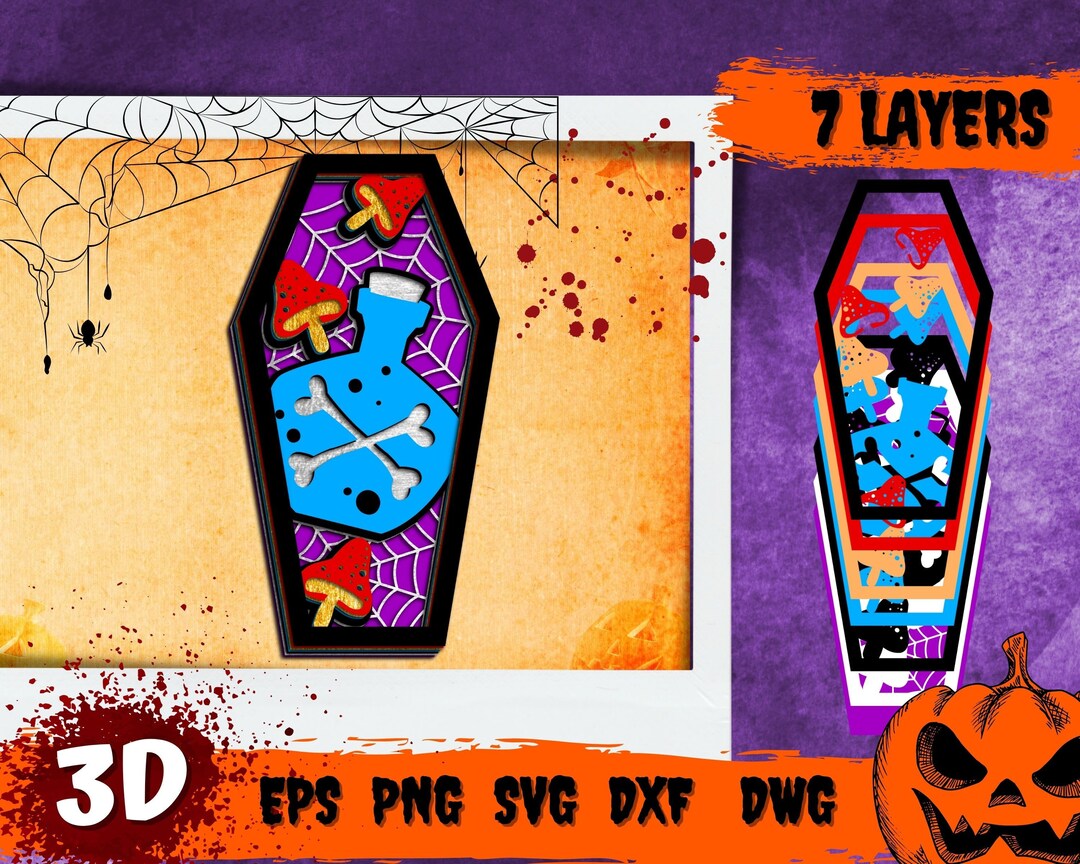 3D Poison Coffin SVG Layered SVG Cut Files Instant Download - Etsy New ...