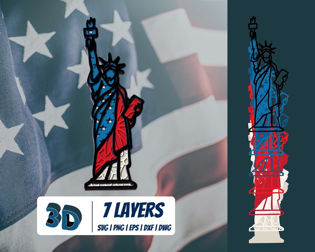 3D Statue of Liberty SVG Layered Svg Cut Files Instant - Etsy