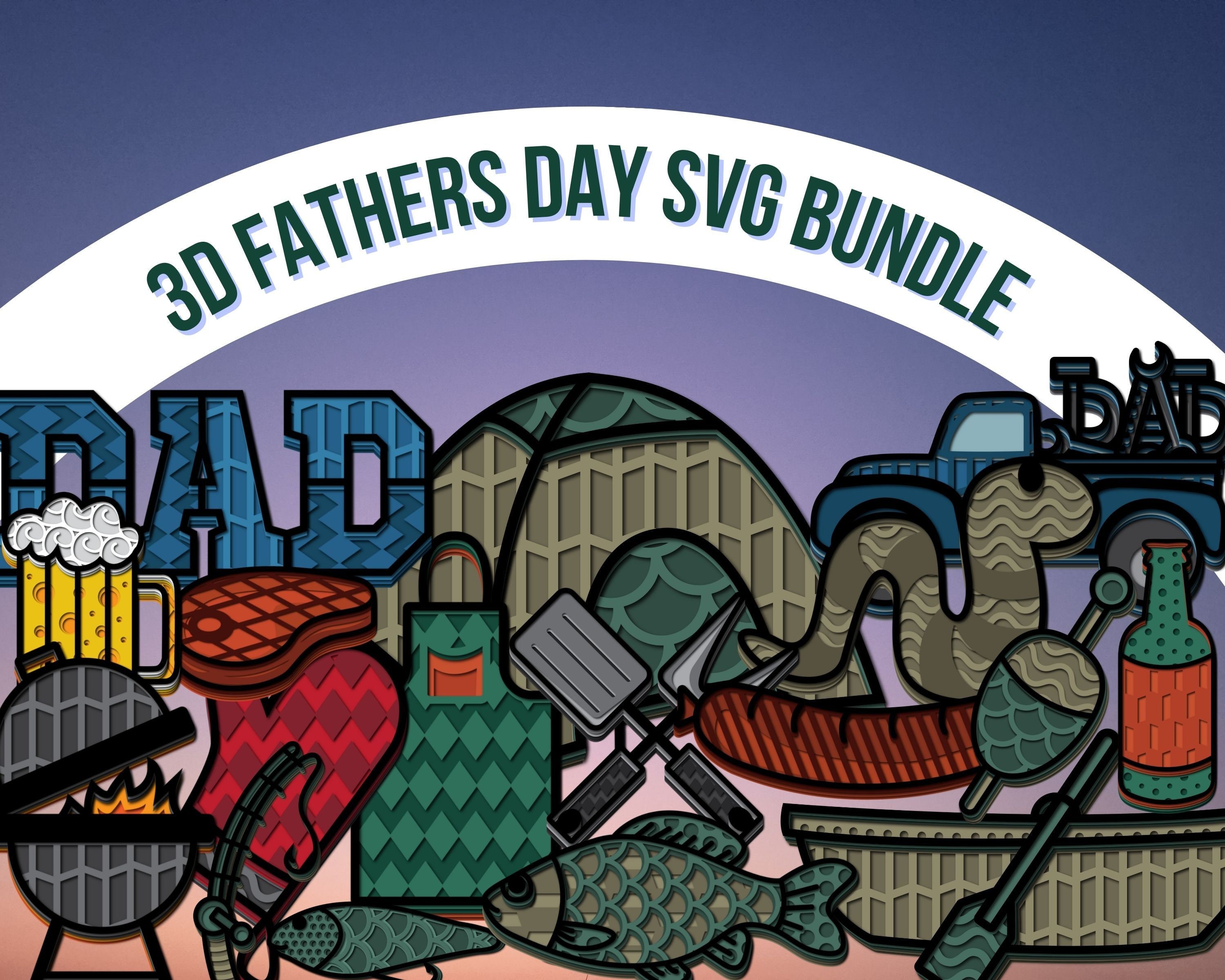 3D Fathers Day SVG Bundle Layered SVG Cut Files Instant - Etsy