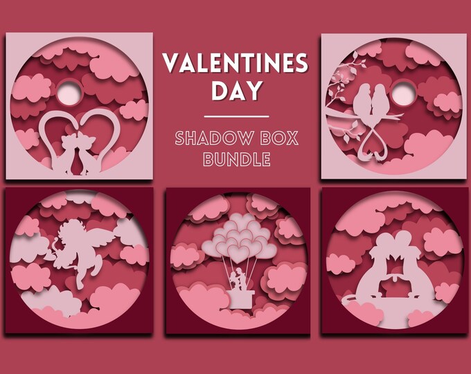 3D Valentines Shadow Box SVG Bundle Layered SVG Cut Files - Etsy