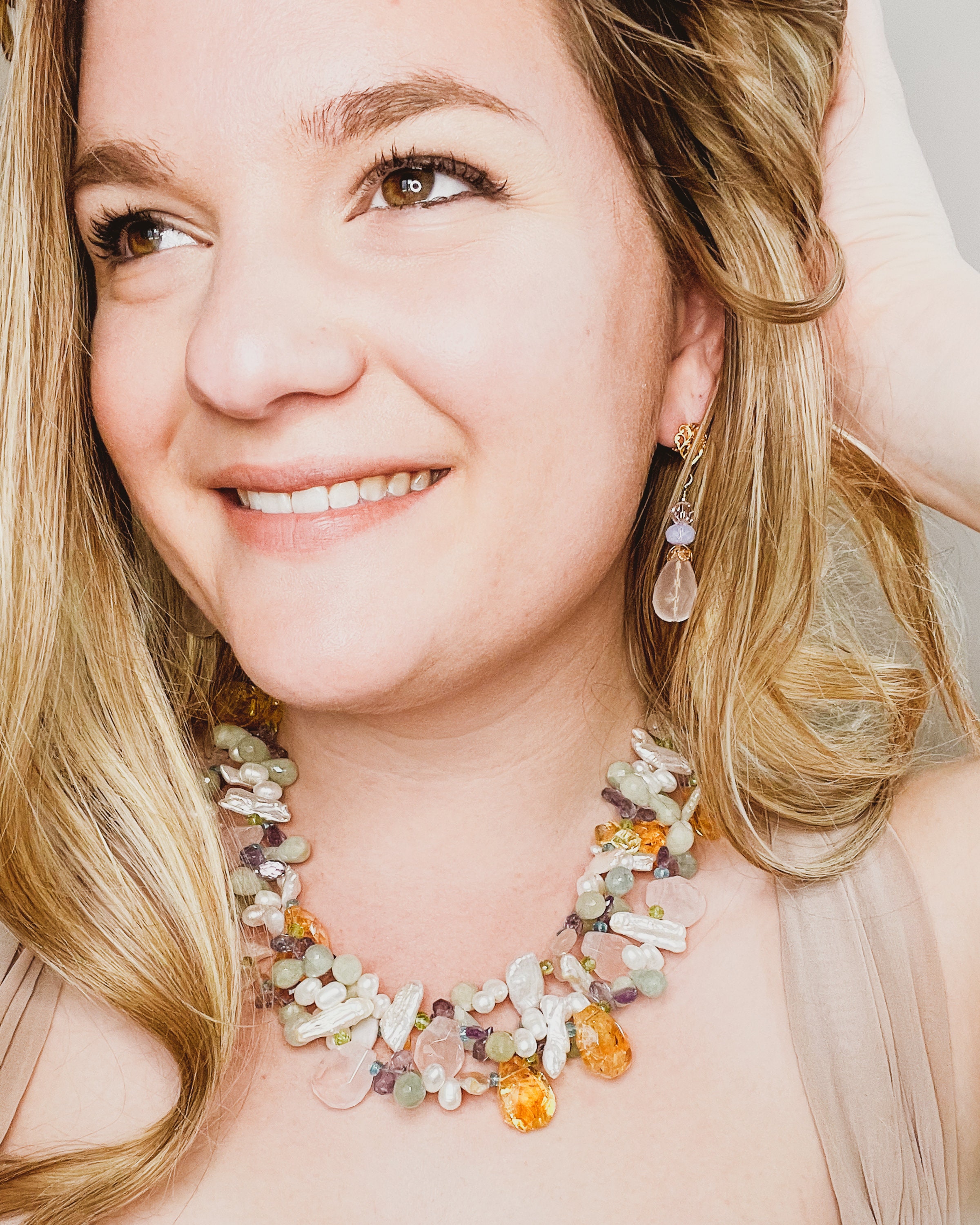 Tanis - Multistrand Semiprecious Statement Necklace Faceted Amethyst ...