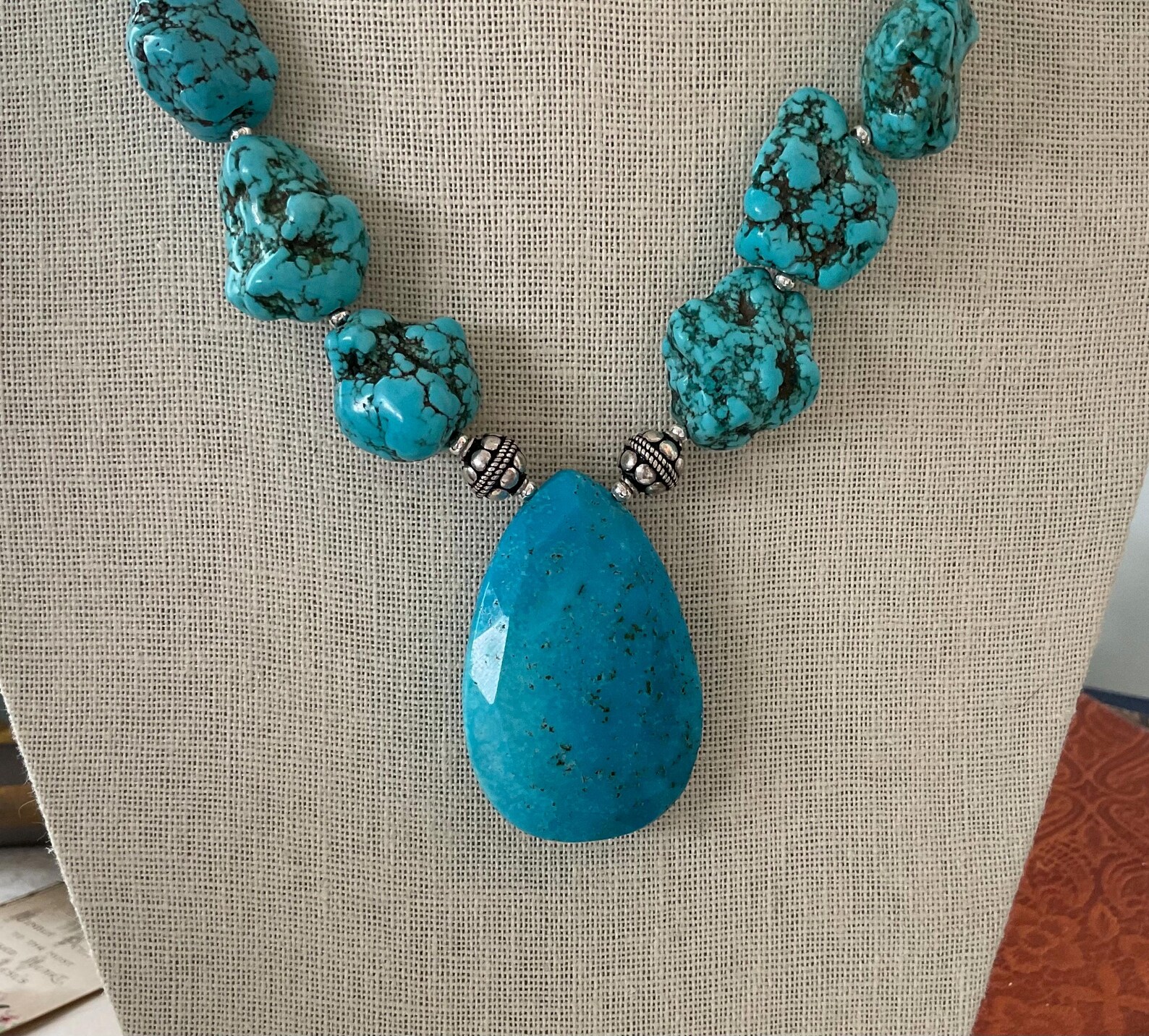 Navaho - Natural Turquoise Nugget Necklace Sleeping Beauty Faceted ...