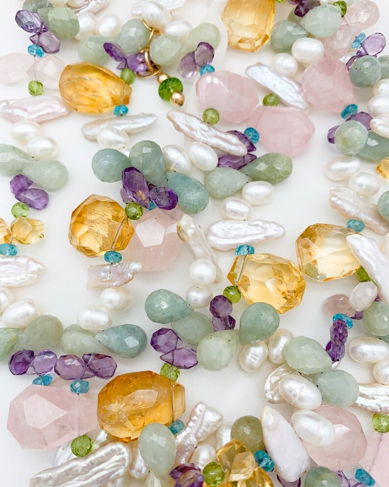 Tanis - Multistrand Semiprecious Statement Necklace Faceted Amethyst ...