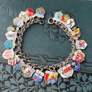 German- Vintage Sterling Silver and Enamel German Charm Bracelet 26 ...