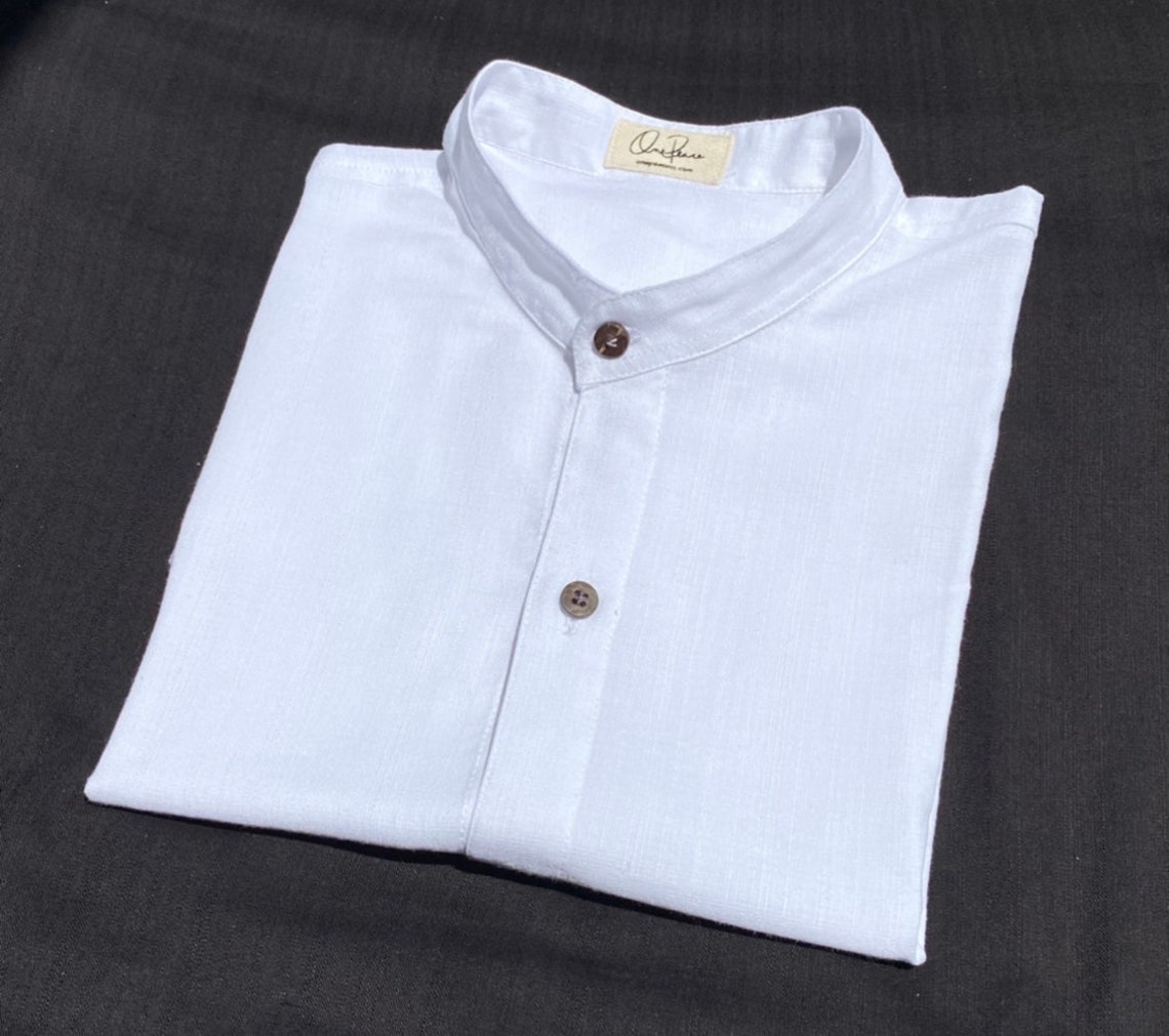 MANDARIN COLLAR SHIRT White / Mandarin Collar Blouse White / Mandarin ...