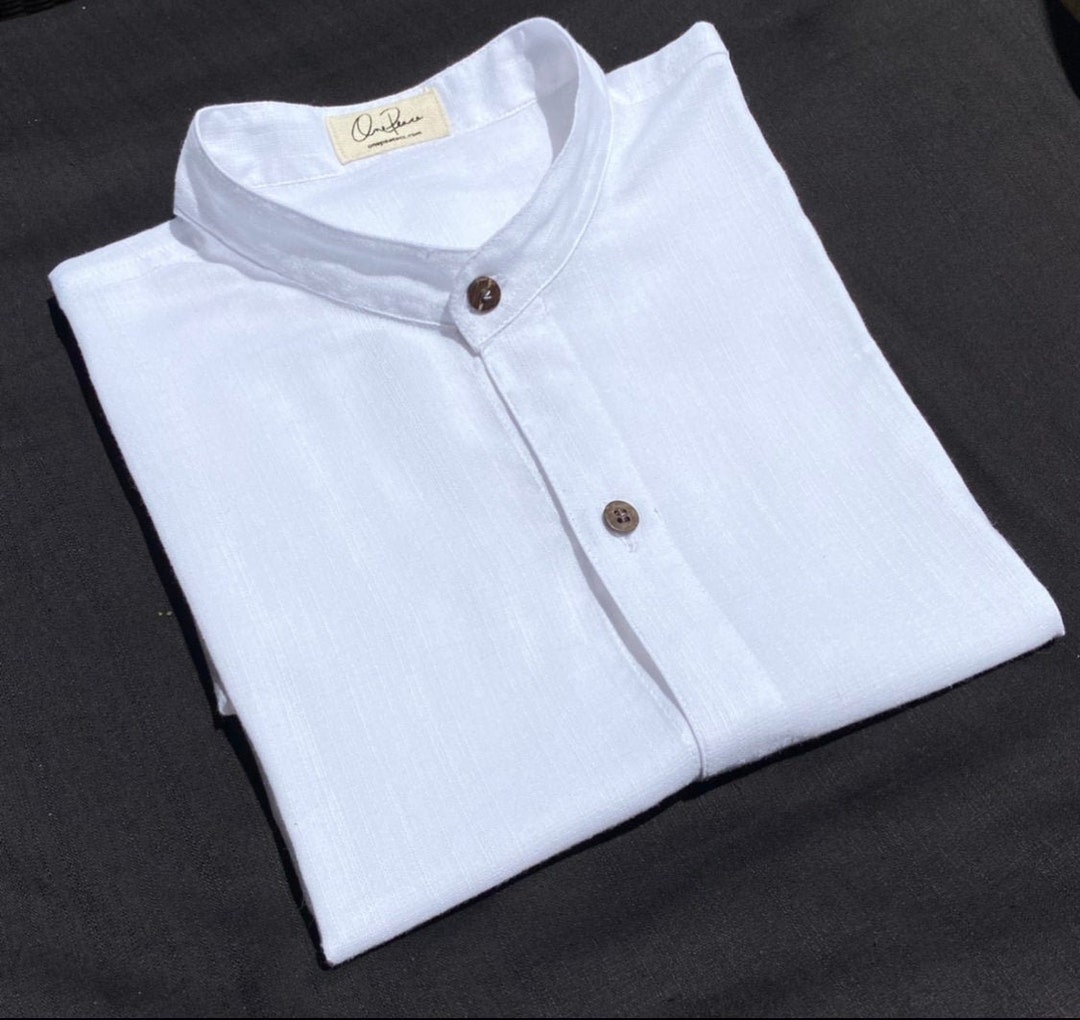MANDARIN COLLAR SHIRT White / Mandarin Collar Blouse White / Mandarin ...
