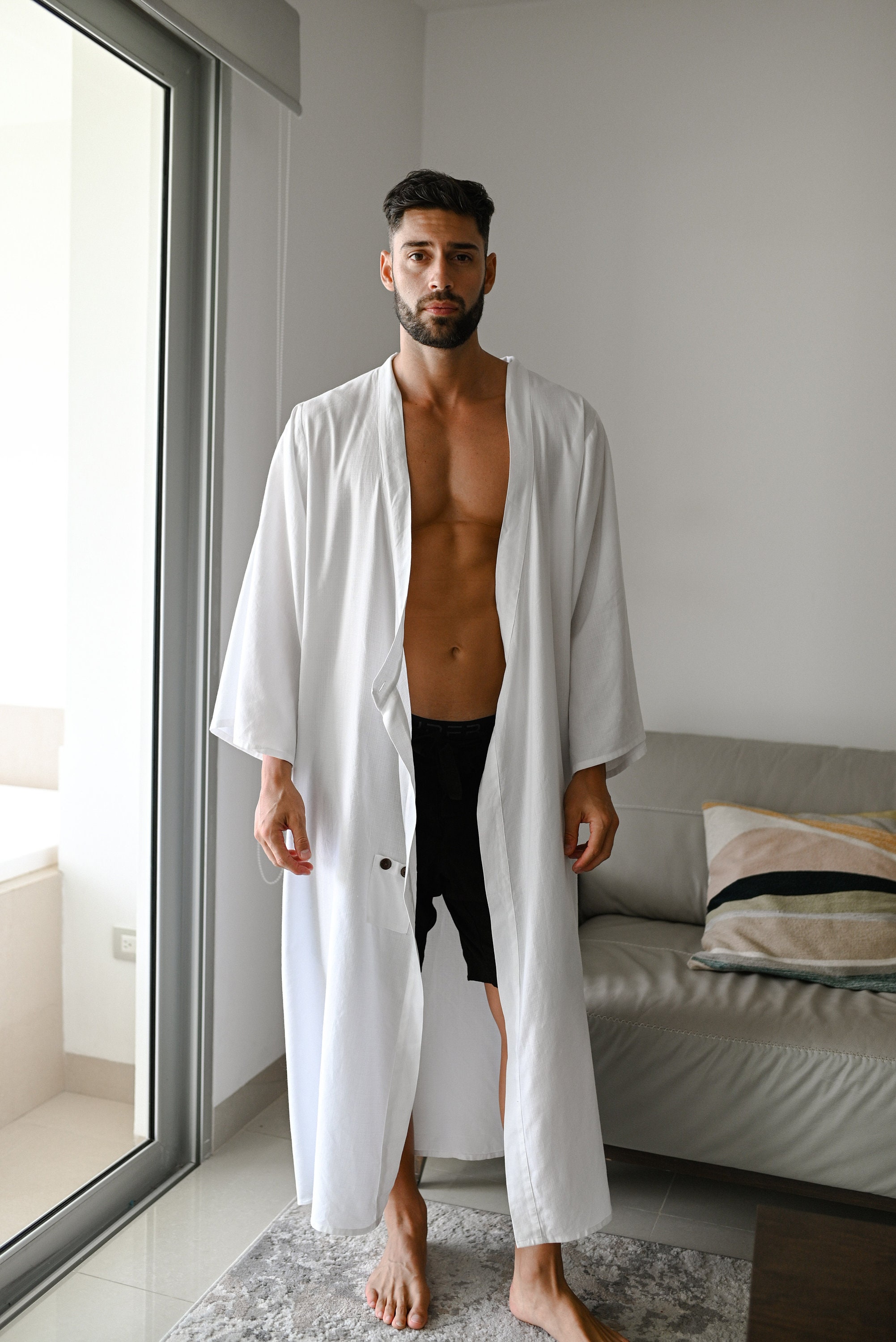 White Kimono / Kimono Man / Man Kimono Robe / Men Slow Fashion / Soft ...