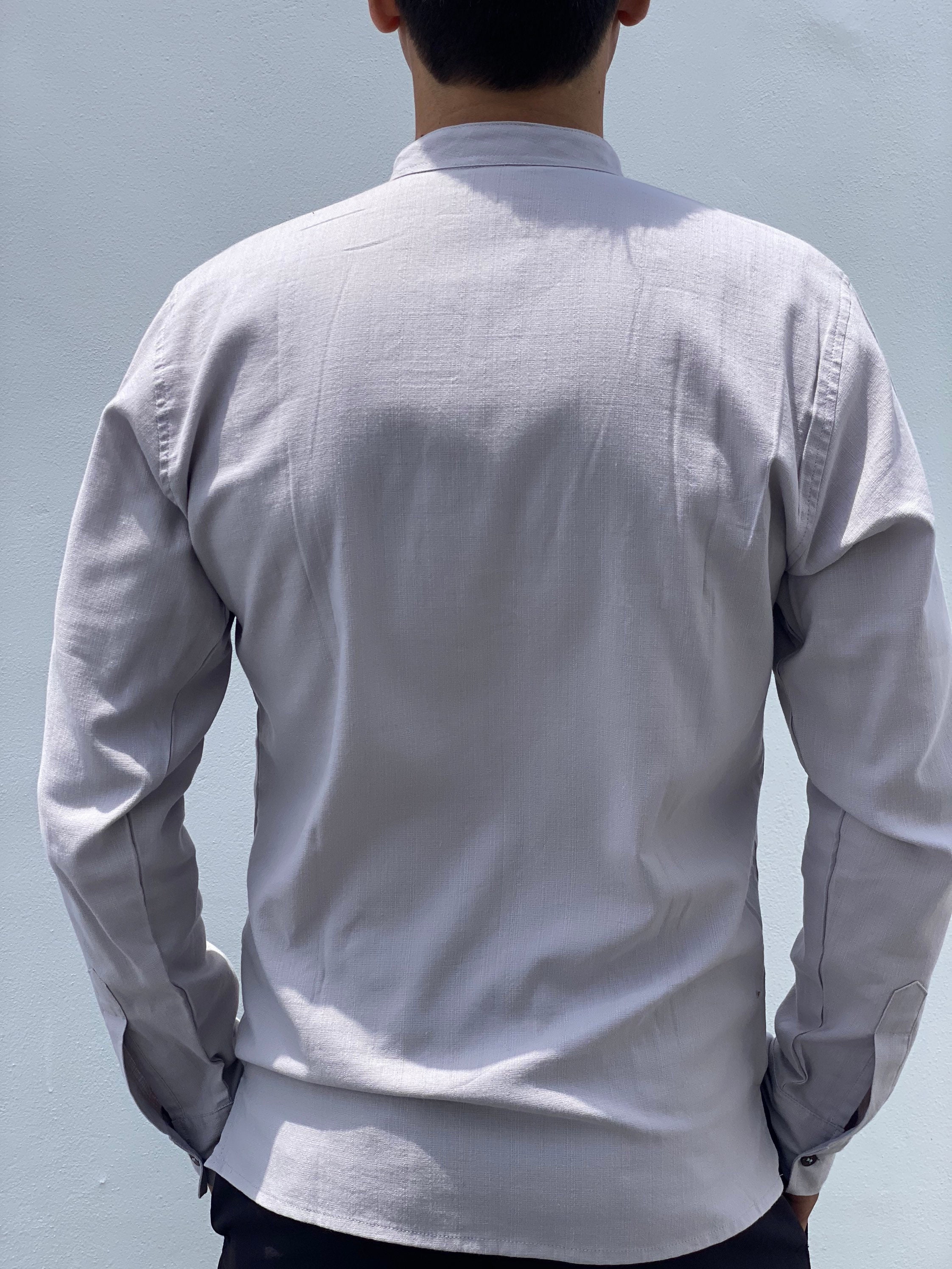 Men Mandarin Collar Shirt / Mandarin Collar Blouse / Mandarin Collar Men / Collar Blouse ...