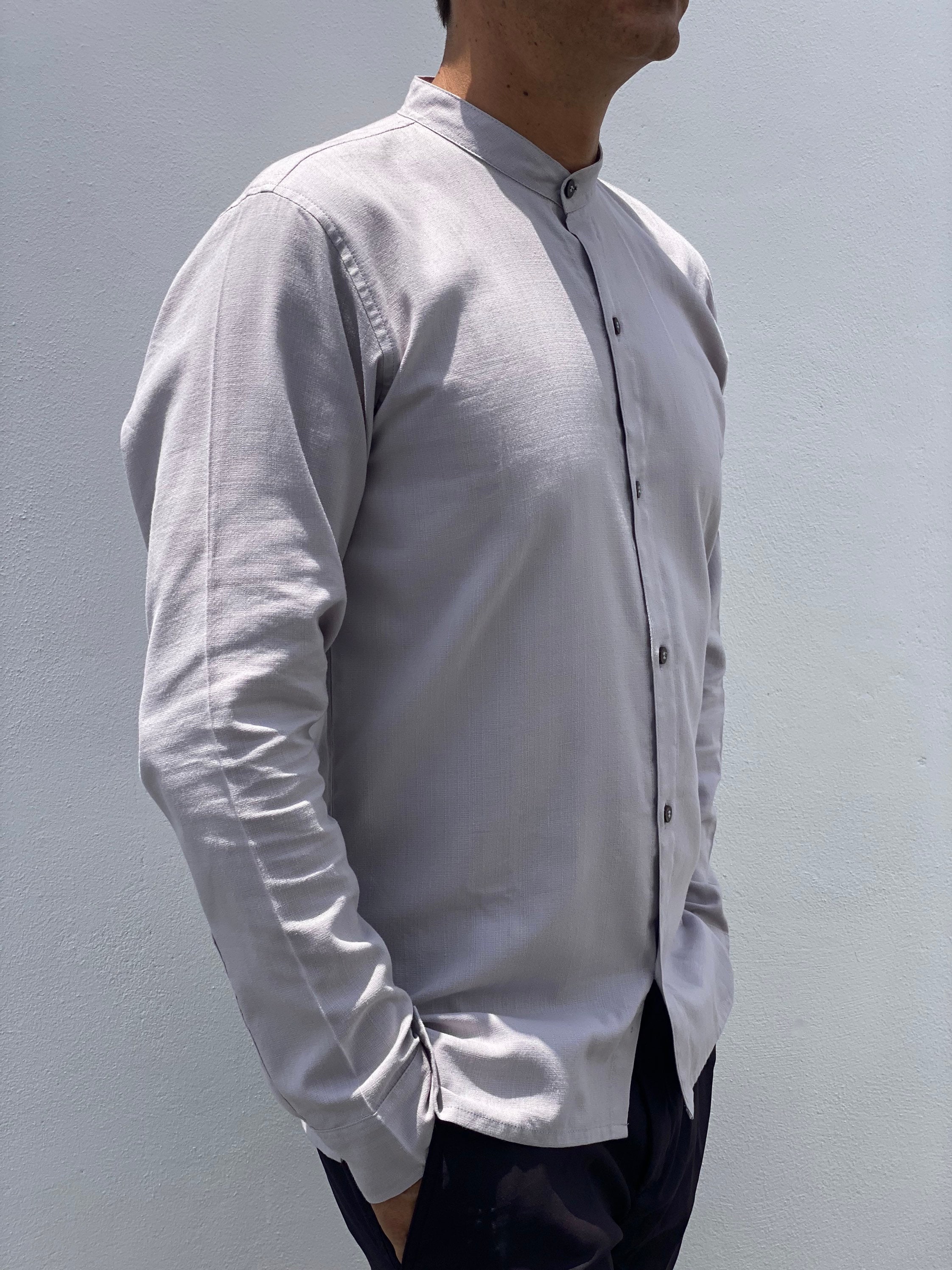 Men Mandarin Collar Shirt / Mandarin Collar Blouse / Mandarin Collar ...