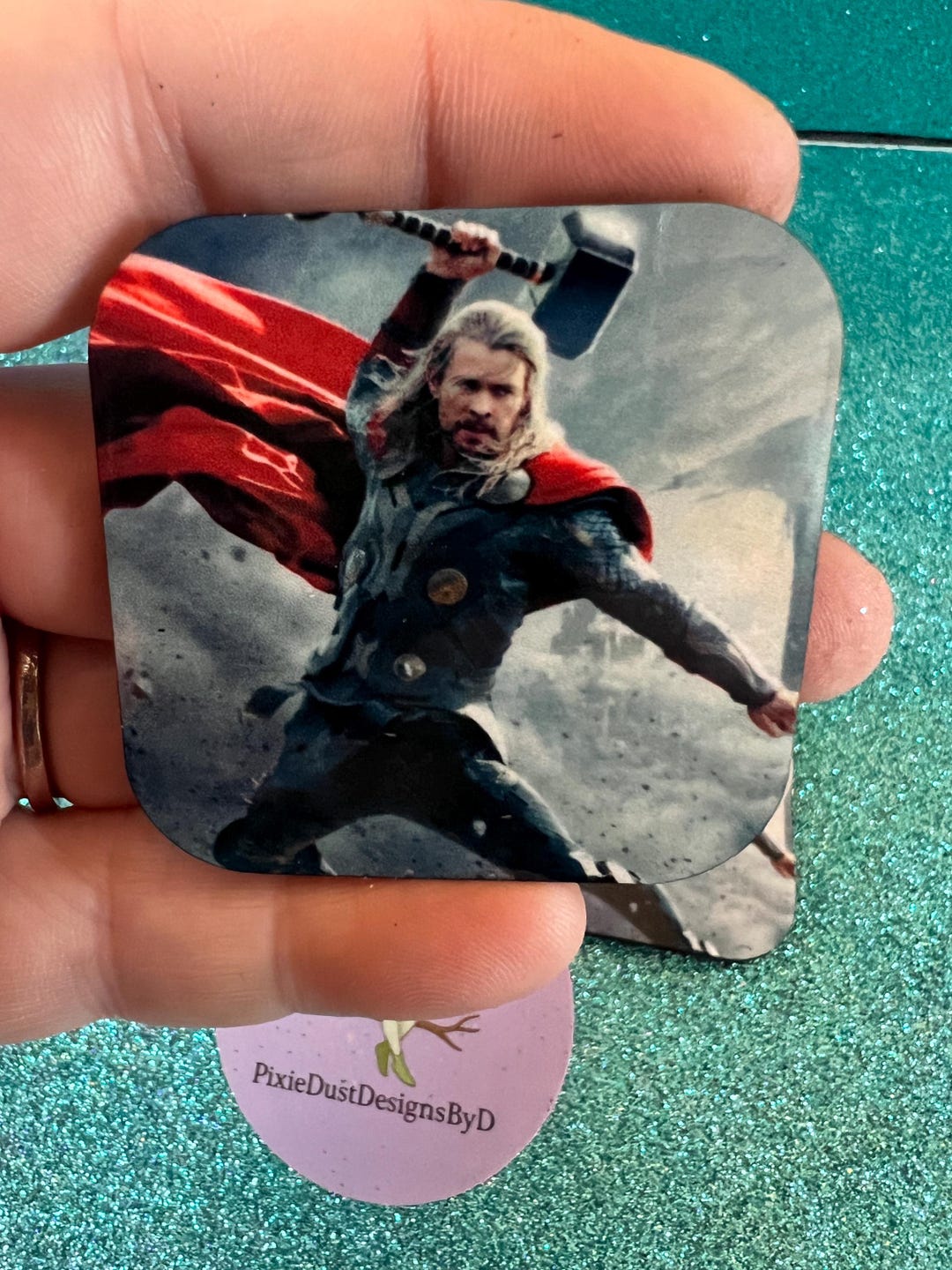Square Magnet: Thor With Hammer Smash - Etsy