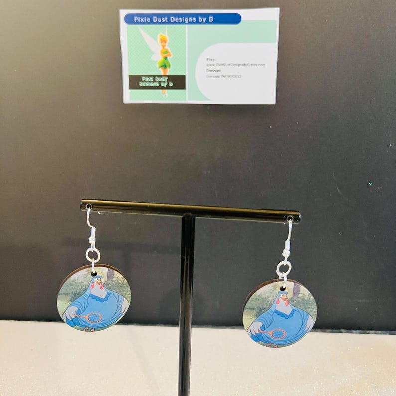 Robin Hood Animated Inspired Jewelry: Lady Kluck Earrings Sterling ...