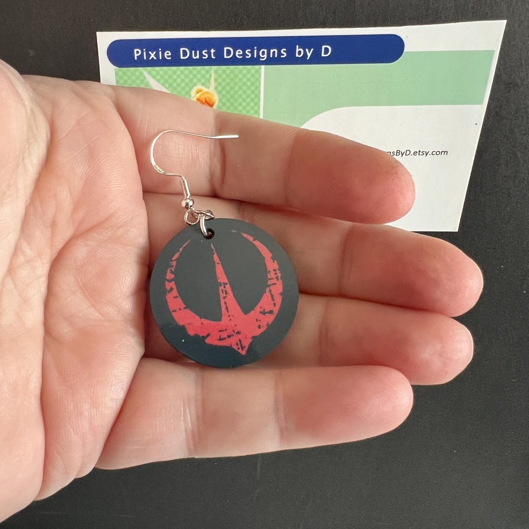 Star Wars Inspired Jewelry: Andor Red Rebel Logo Earrings Sterling ...