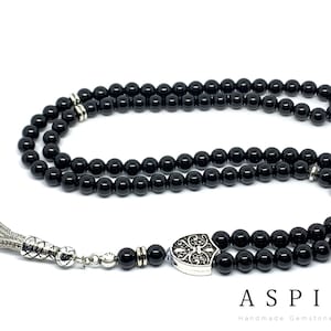 Real Onyx Gemstone, Islamic Prayer 99 Beads, Tasbih, Tesbih, Misbaha ...