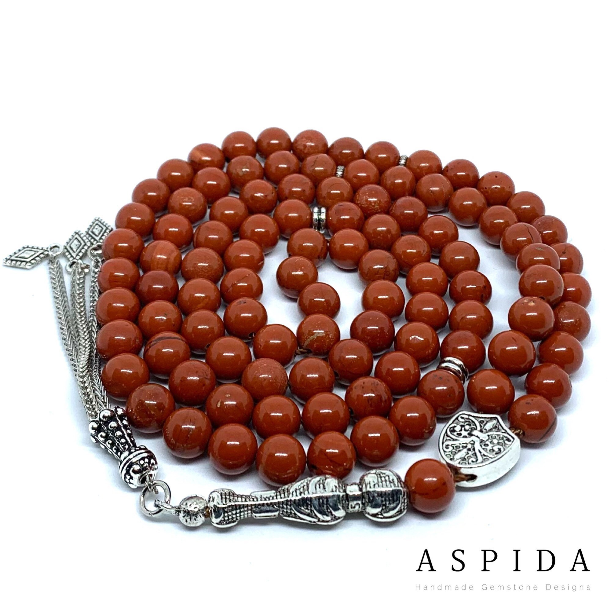 Real Jasper Gemstone, Islamic Prayer 99 Beads, Tasbih, Tesbih, Misbaha ...