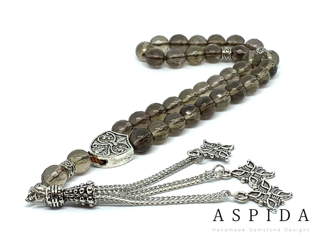 Real Smoky Quartz Natural Crystal Gemstone Personalized Tasbih 33 ...