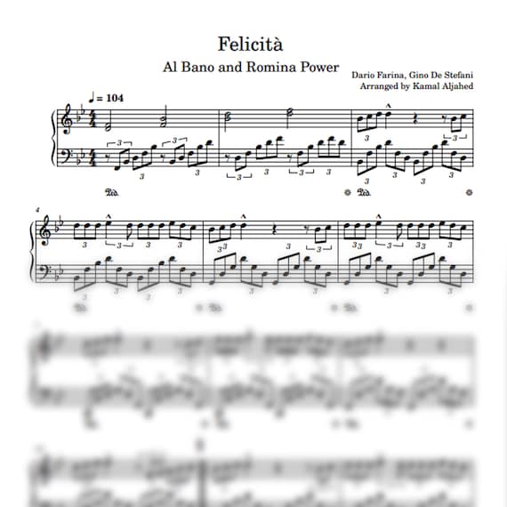 Felicita Piano Sheet Music Arrangement With Midi File Adapted - Etsy