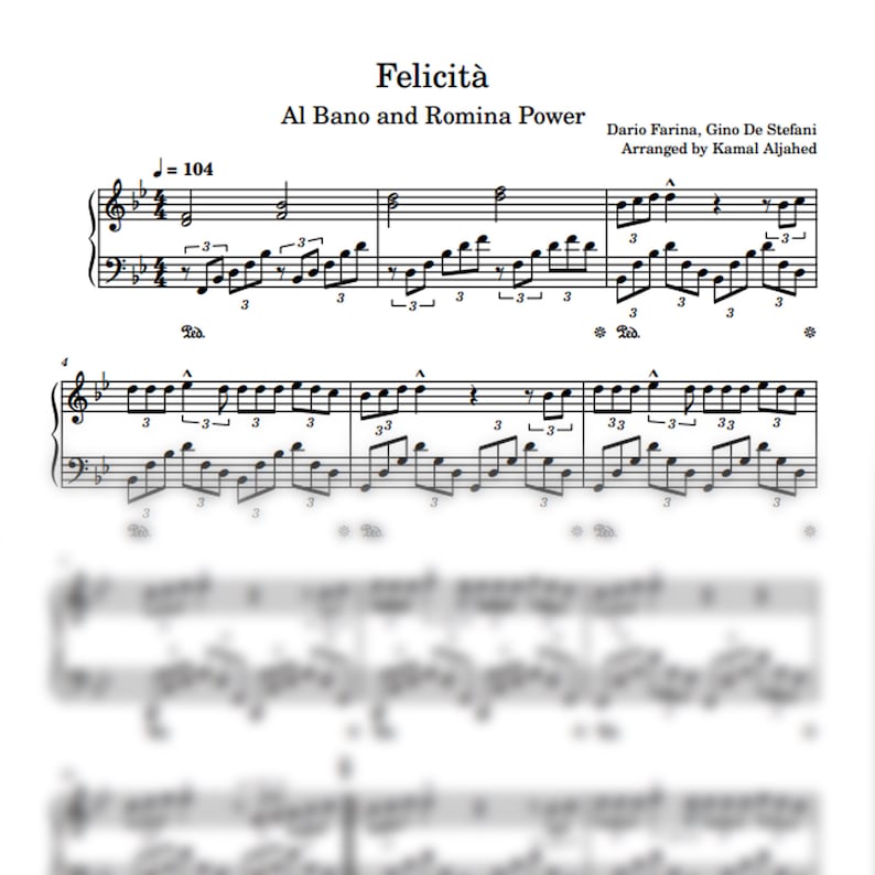 Felicita Piano Sheet Music Arrangement With Midi File Adapted for ...