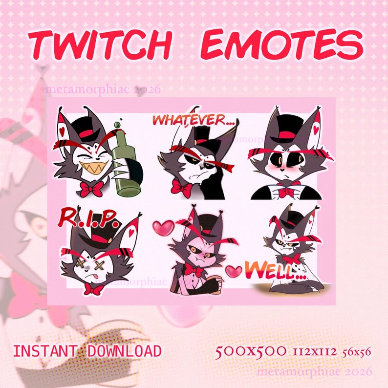 Twitch Emote Set of 6 - Husk Hazbin Hotel / Themed High Quality for ...