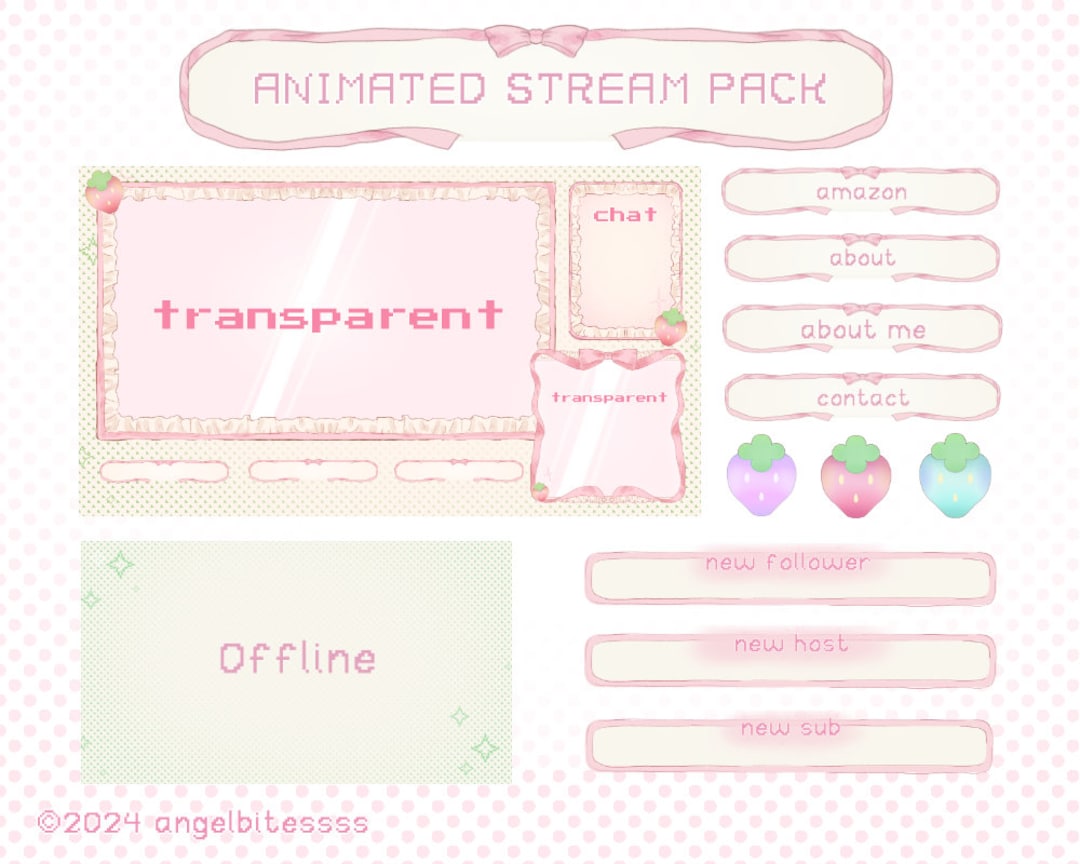 Animated Twitch Overlay Pack Emote Follower Panels Rock Kawaii Japan ...