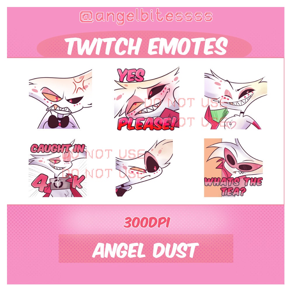 Twitch Emote Set of 6 -angel Dust Hazbin Hotel / Themed High Quality ...