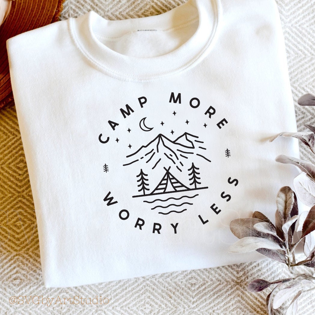 Camp More Worry Less SVG PNG Dxf Eps Camping Svg Mountains - Etsy