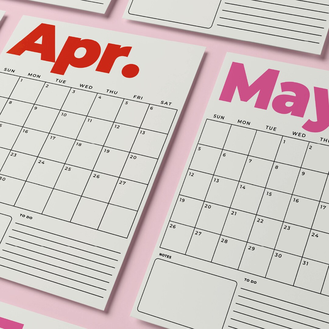 A4 & A3 Monthly Wall Calendar 2024 12 Months 12 Sheets Planner Abstract ...