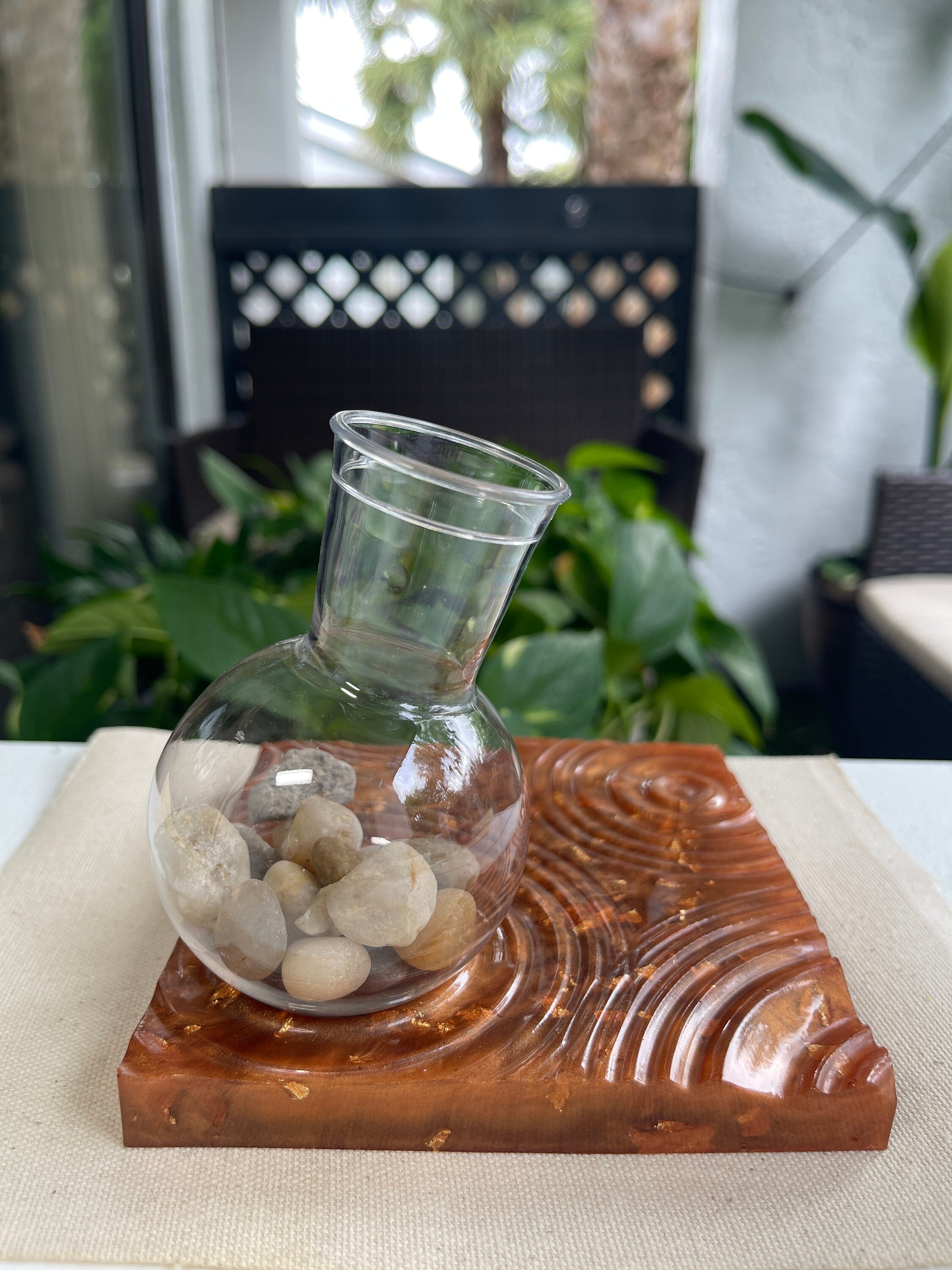 Copper Propagation Station includes Pothos Plant Cutting and Rock Base ...