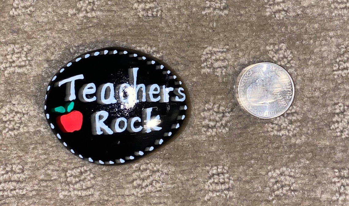 Teachers Rock Hand Painted Rock Teacher Appreciation Week - Etsy