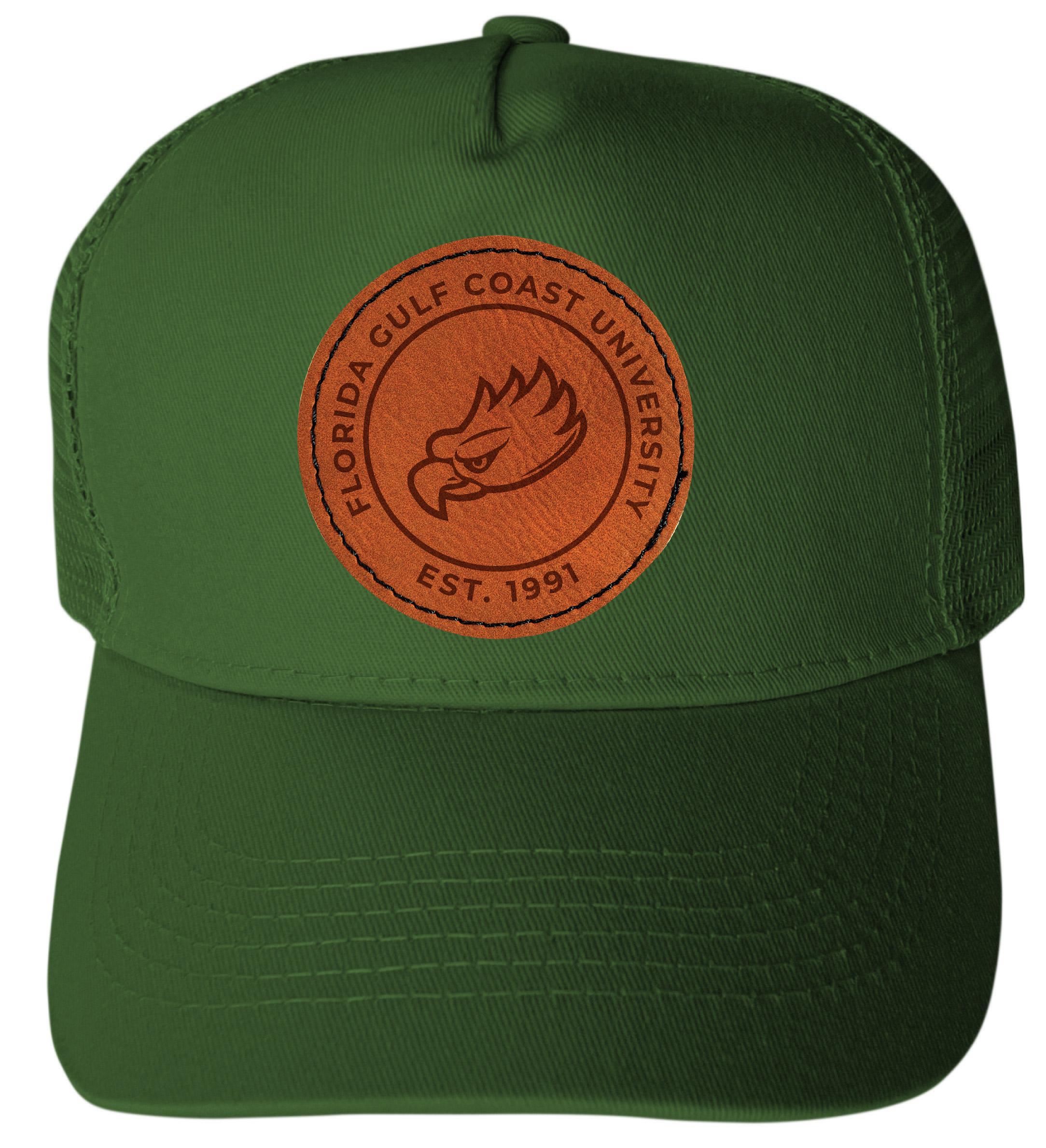 Florida Gulf Coast Eagles Trucker Hat – Engraved Leather Patch Mesh Cap ...