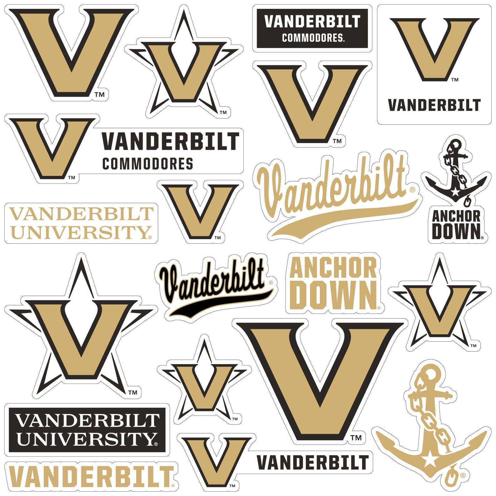 Vanderbilt University Officially Licensed College Sticker Multipack ...