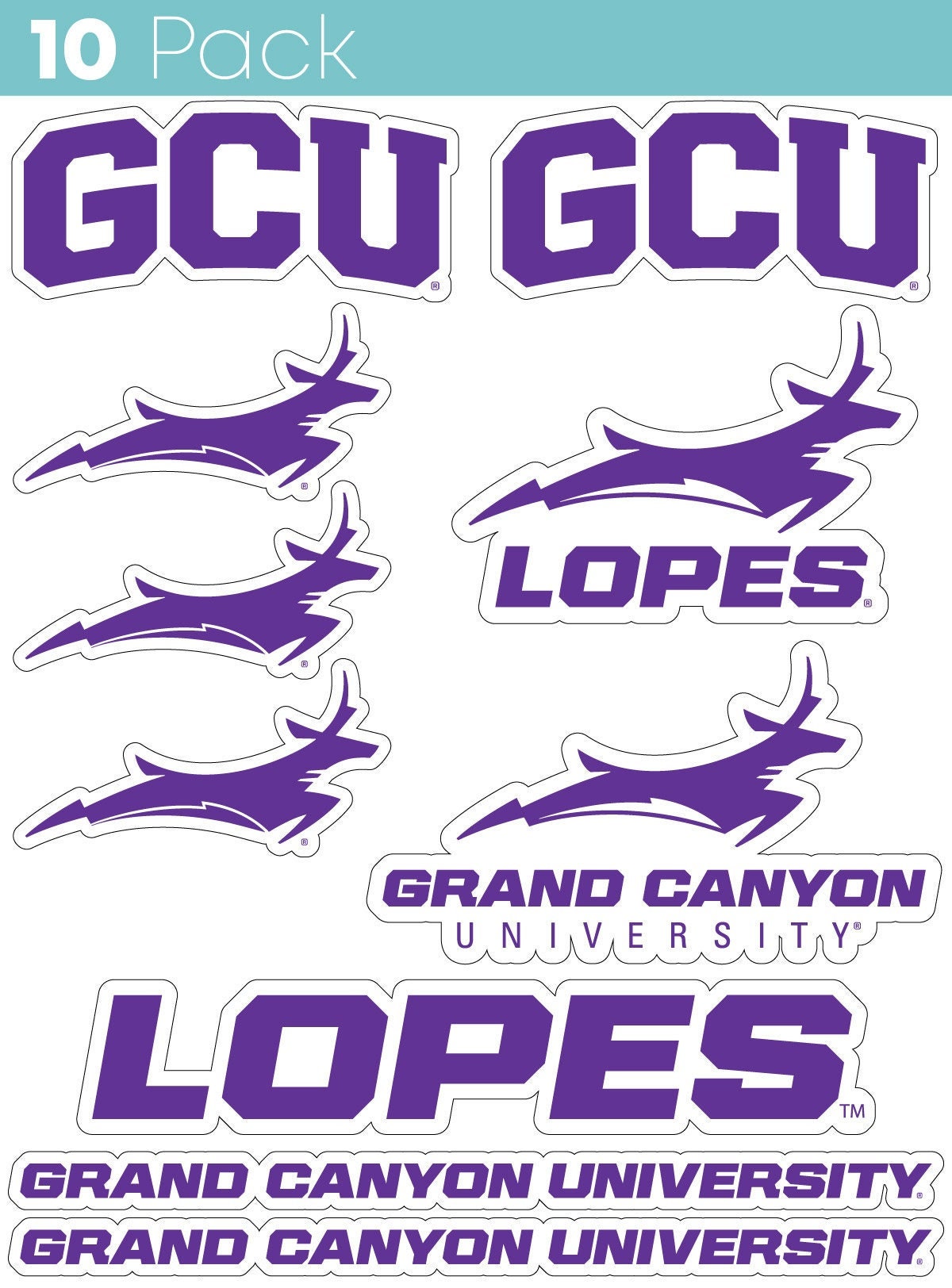 Grand Canyon University Lopes 10 Pack Collegiate Vinyl Decal Sticker - Etsy