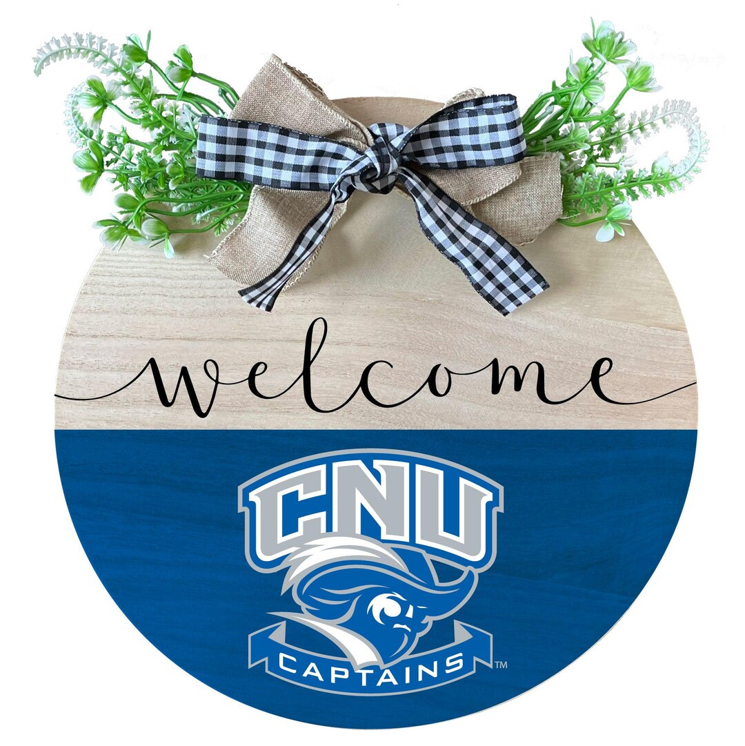 Christopher Newport Captains Wooden Wreath Welcome Sign 11.75" Diameter ...