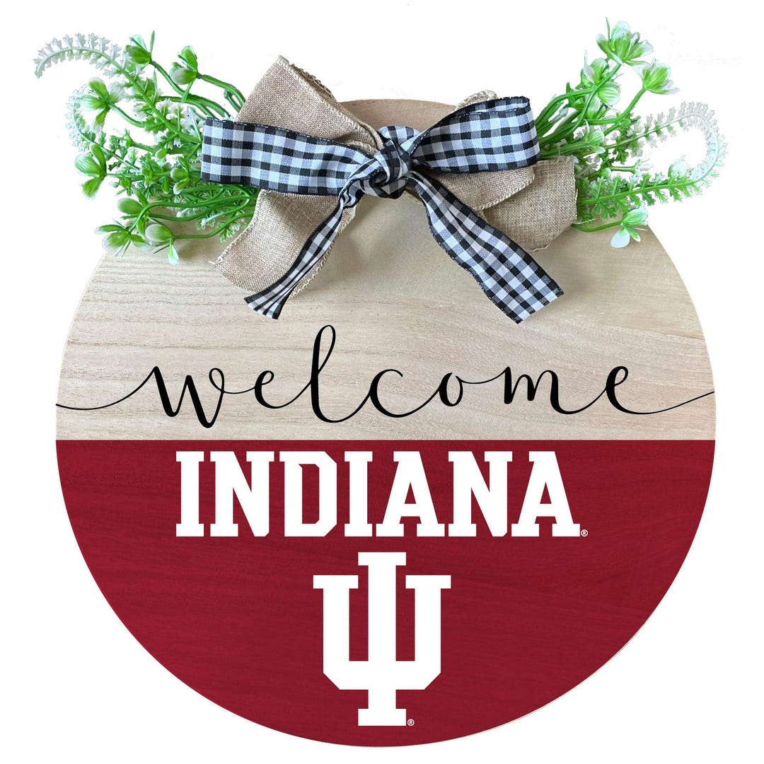Indiana Hoosiers Wooden Wreath Welcome Sign 11.75" Diameter Officially ...