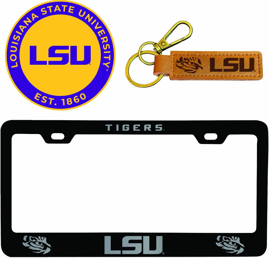 LSU Tigers Officially Licensed Auto Pack - Metal License Plate Frame ...
