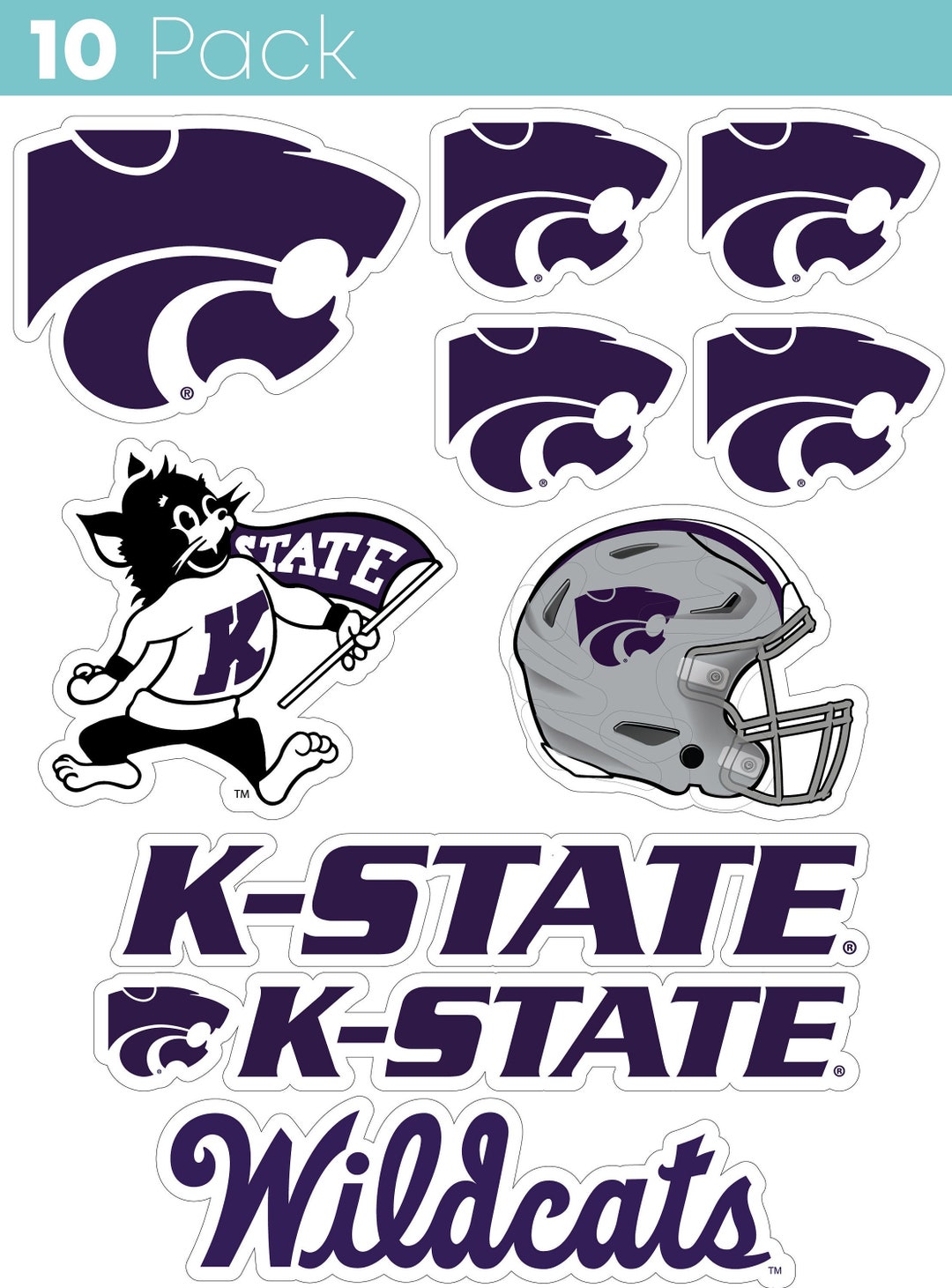 Kansas State Wildcats 10 Pack Sticker - officially Licensed Decals - Etsy