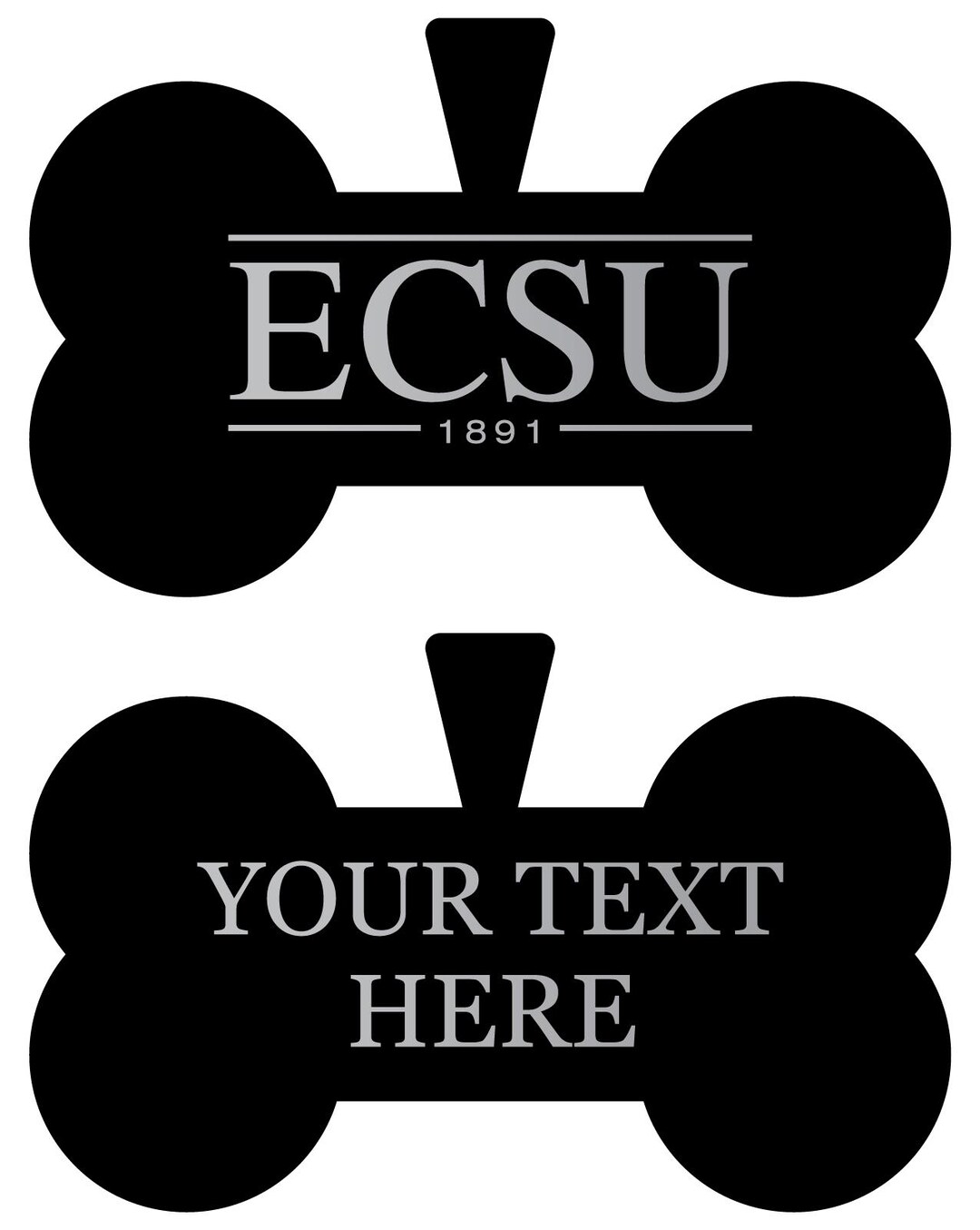 Elizabeth City State University Personalized Matte Black Bone Dog Tag ...