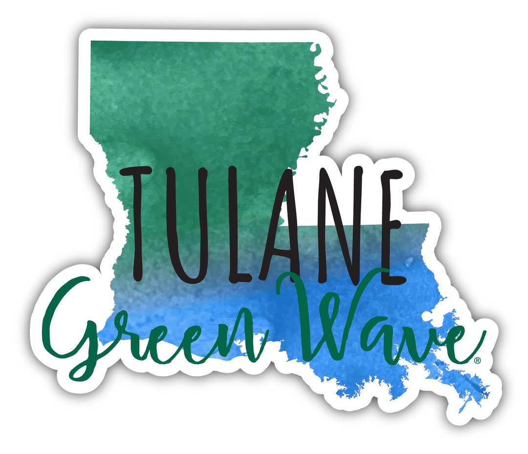 Tulane University Green Wave Vinyl Sticker - Watercolor State Design - Etsy