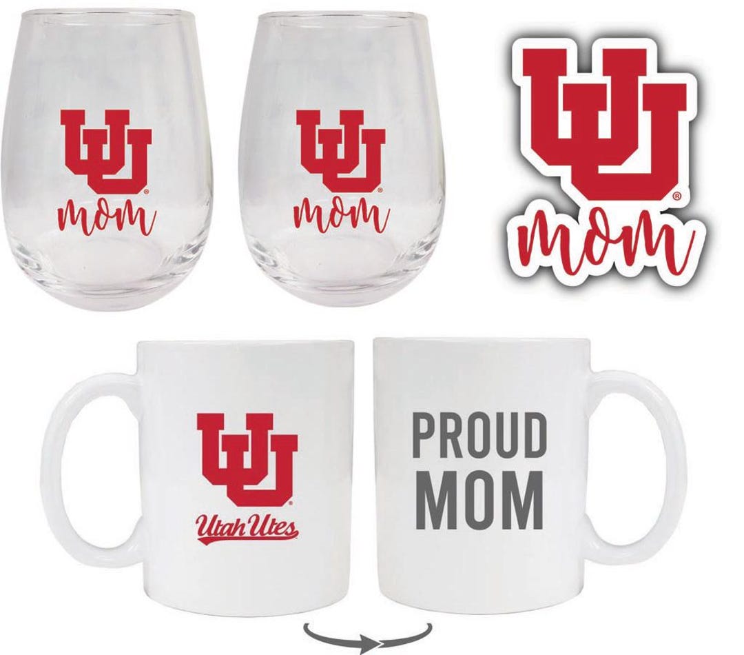 Utah Utes Collegiate Mom Gift Set - Decal, Coffee Mug, Stemless Wine ...