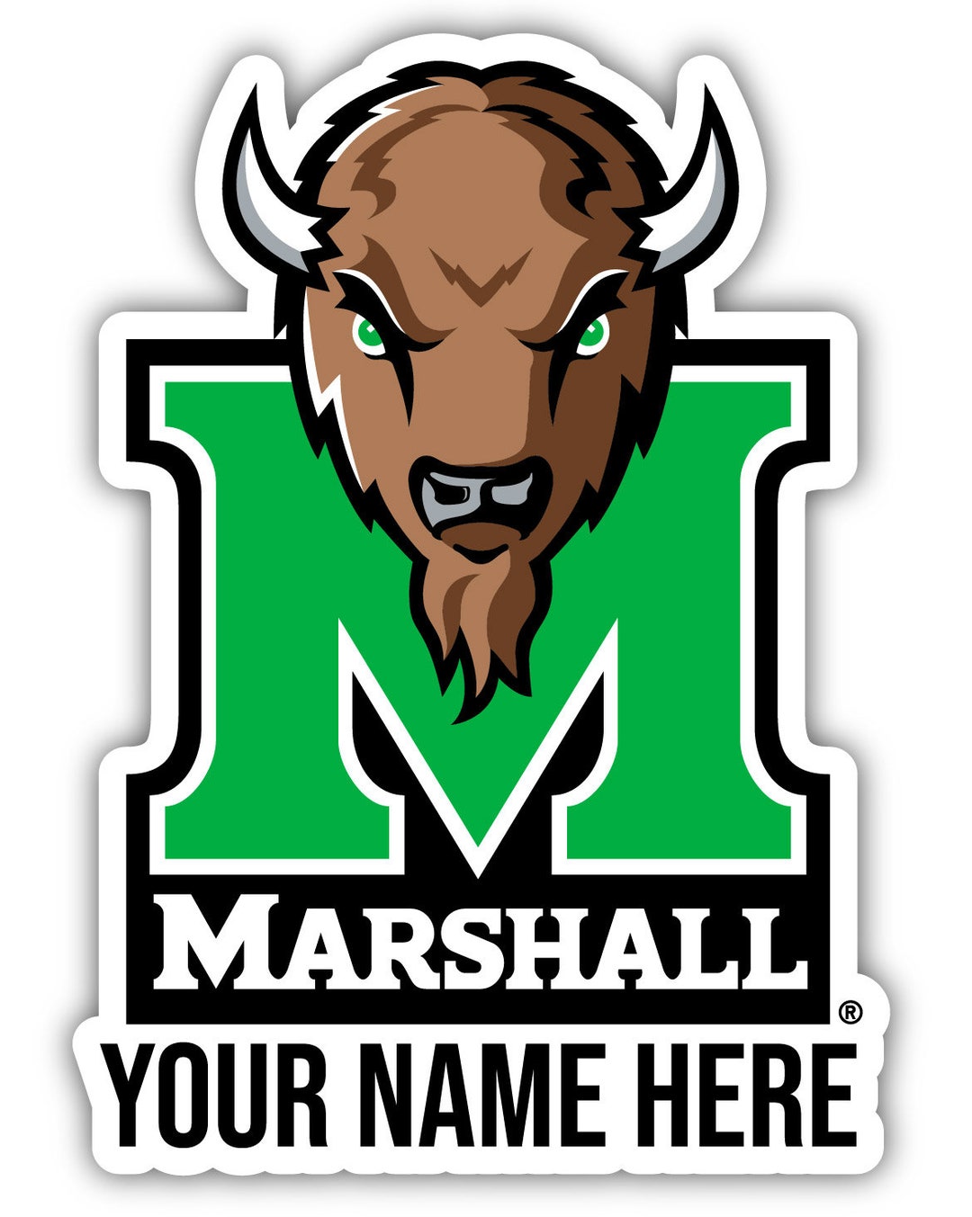 Marshall Thundering Herd Customizable Vinyl Sticker - Multiple Sizes ...