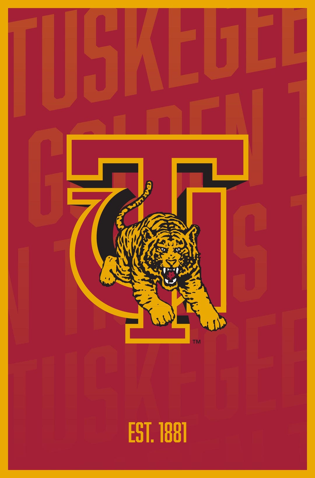 Tuskegee Tigers Officially Licensed College Poster – Gradient or ...