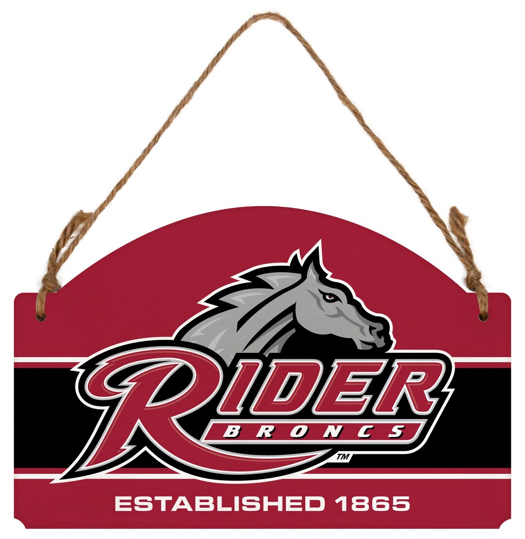 Rider University Broncs Flat Wood Sign With Hanging String - Officially ...