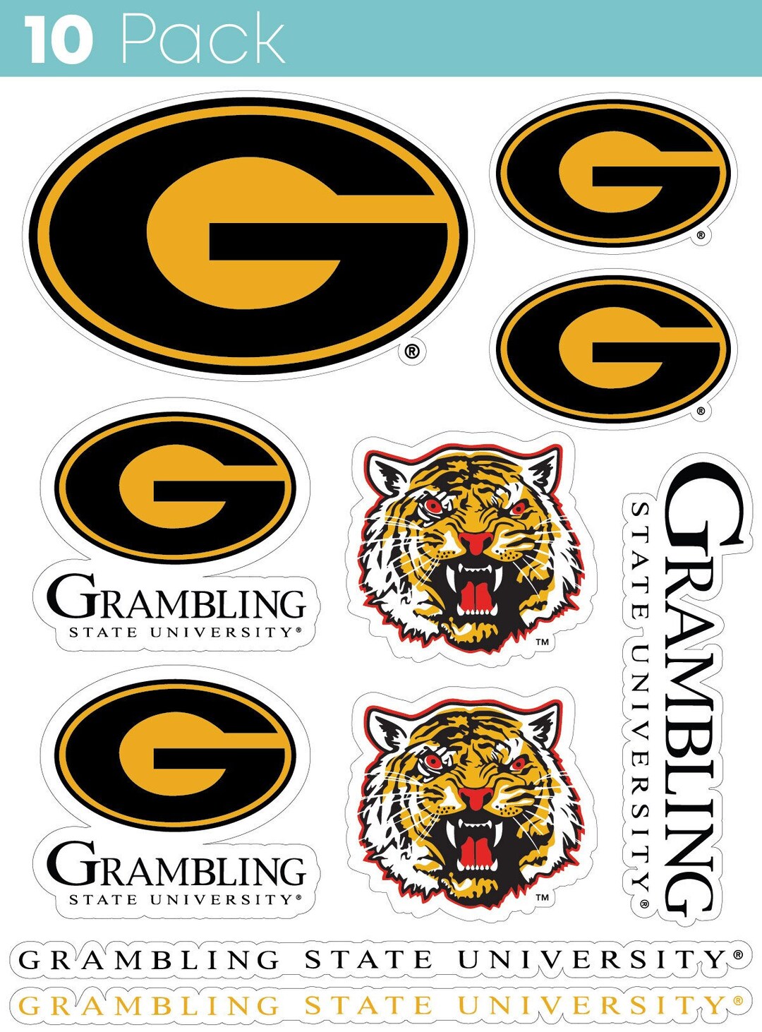 Grambling State Tigers 10 Pack Sticker - officially Licensed Decals - Etsy