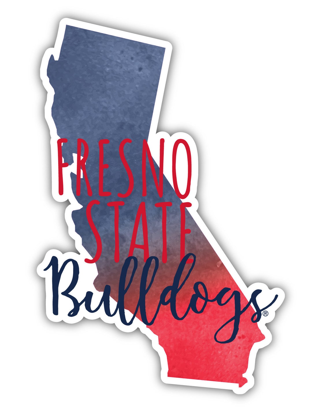 Fresno State Bulldogs Vinyl Sticker - Watercolor State Design - Etsy