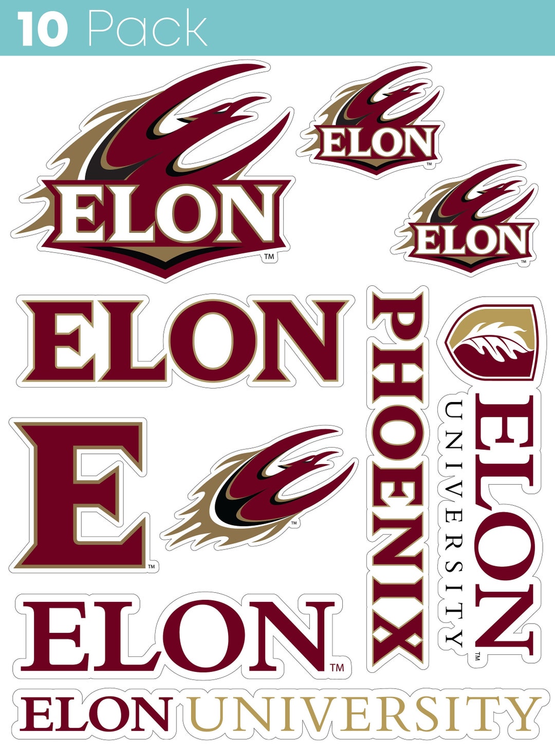 Elon University 10 Pack Sticker - officially Licensed Decals - Etsy