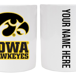 Iowa Hawkeyes 8 Oz Ceramic Mug With Customizable Name on the Back - Etsy