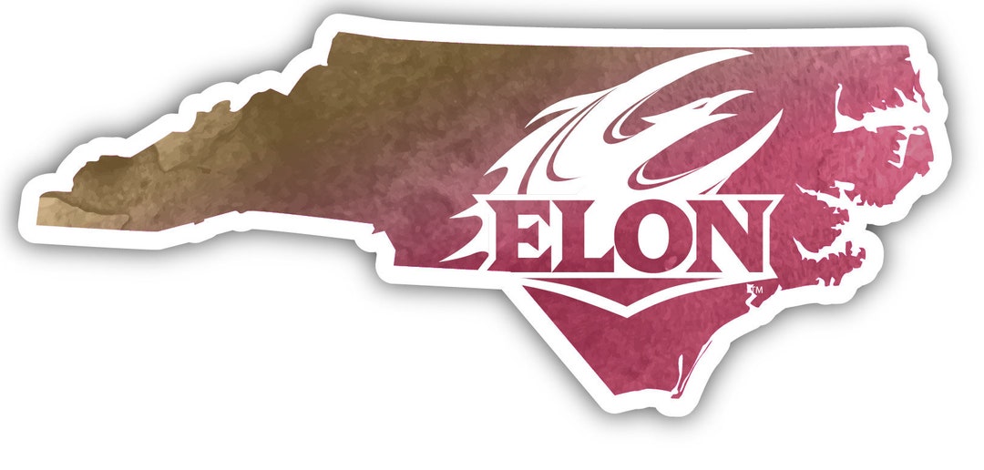 Elon University Vinyl Sticker - Watercolor State Design - Etsy