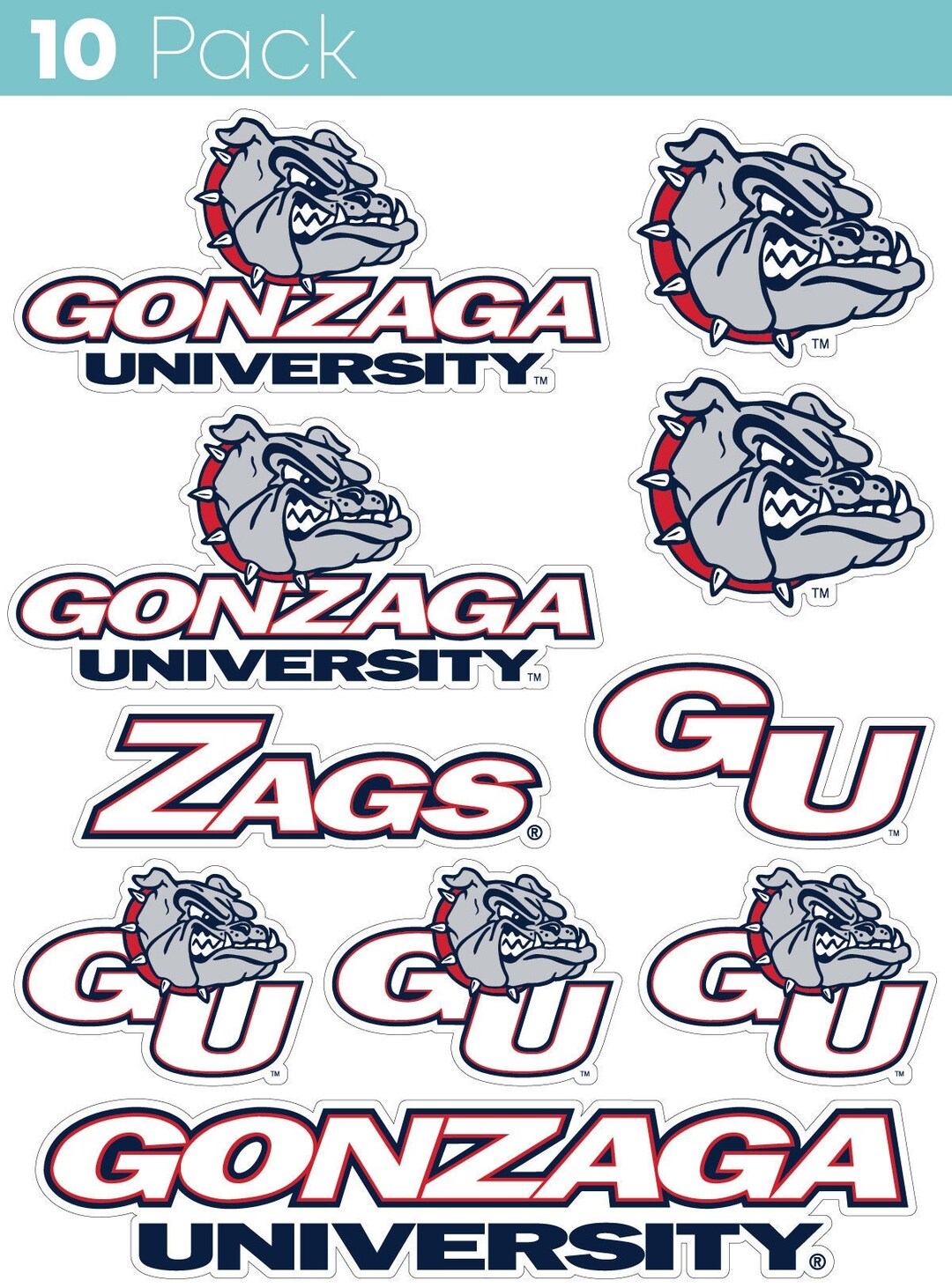 Gonzaga Bulldogs 10 Pack Sticker - officially Licensed Decals - Etsy